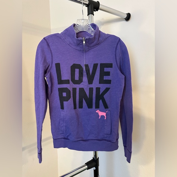PINK Victoria's Secret | Tops | Vs Pink Purple Track Jacket Half Zip ...
